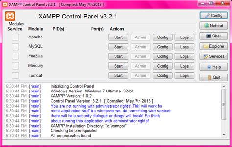 xampp control panel v3 2 1