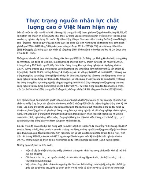 Thá±c Tráº¡ng Nguá“n Nh Ã¢n Lá±c Cháº¥t L Æ°á£ng Cao áŸ Viá‡t Nam