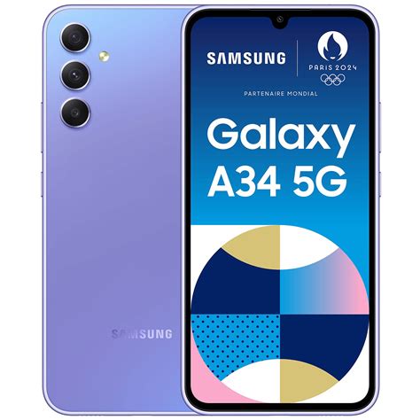 Samsung Galaxy A34 5g Lavande 6 Go 128 Go Sm A346blvaeub Achat