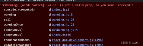 warning [antd switch] `value` is not a valid prop do you mean