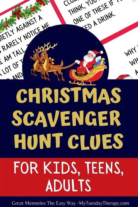 Christmas Scavenger Hunt Clues Easy And Hard Riddles To Find Ts