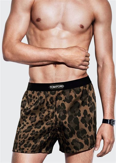 Tom Ford Mens Logo Band Leopard Silk Boxers Bergdorf Goodman