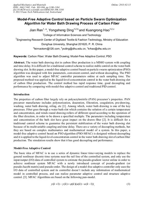 model free adaptive control based on particle swarm optimization