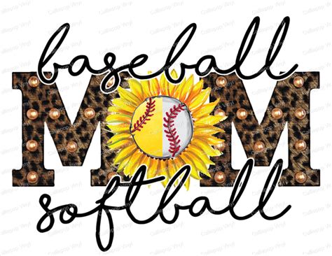 Baseball Softball Mom Sunflower Transfer Print