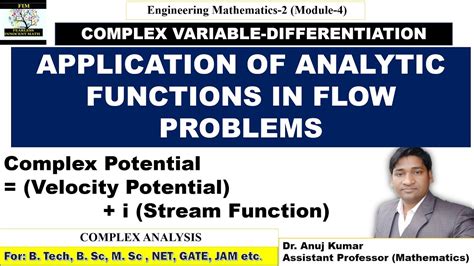 application of analytic function complex potential velocity