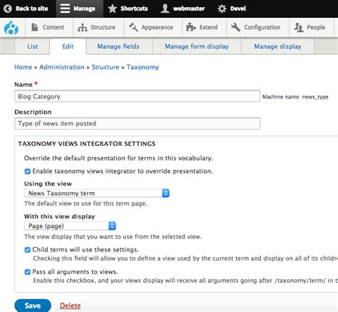 how to create a custom taxonomy term url using drupal 8