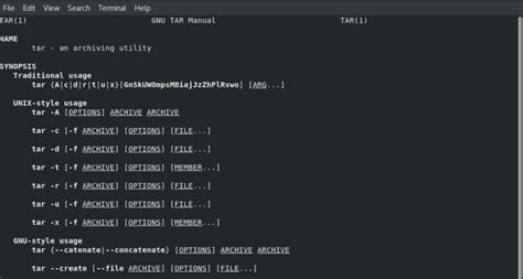 how to use linux tar command