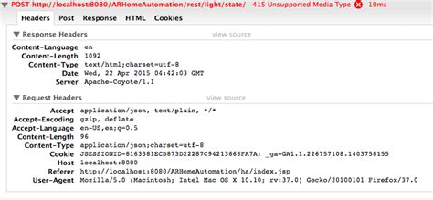 java sending json to server is giving 415 unsupported