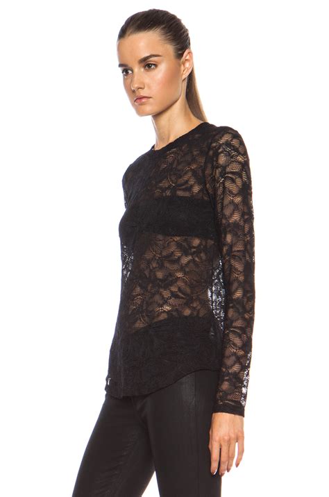 Lyst Raquel Allegra Lace Long Sleeve Top In Black