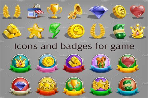 icons and badges for game ~ icons ~ creative market