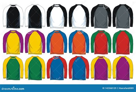 Men`s Long Sleeves Raglan Round Neck T Shirt Templates Front And Back
