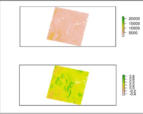 example brightness tasseled cap top and ndvi bottom rasters derived
