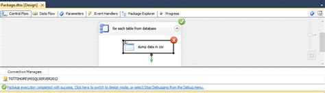 sql server error on ssis creating package to dump data from database