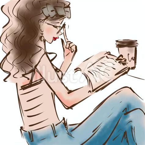 本を読む女性イラスト No 22903030｜無料イラスト・フリー素材なら「イラストac」
