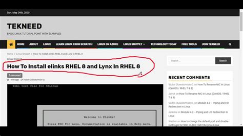 how to install elinks and lynx on rhel 8 and centos 8