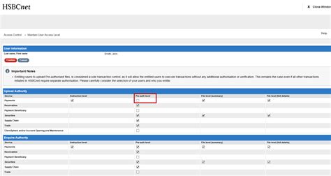 file upload entitlement requirements for pre authorised payment files