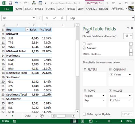 how to calculate percene total in pivot table bios pics