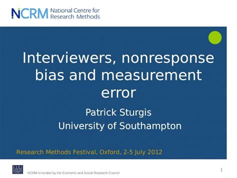 Ppt Interviewers Nonresponse Bias And Measurement Error Dokumen Tips