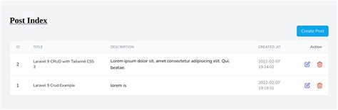 laravel 9 crud with tailwind css 3 example