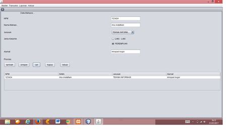 rika oktafiani membuat form data mahasiswa java netbeans