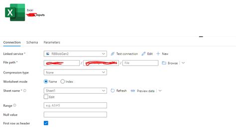 azure data factory 2 load multiple xlsx from blob to adf