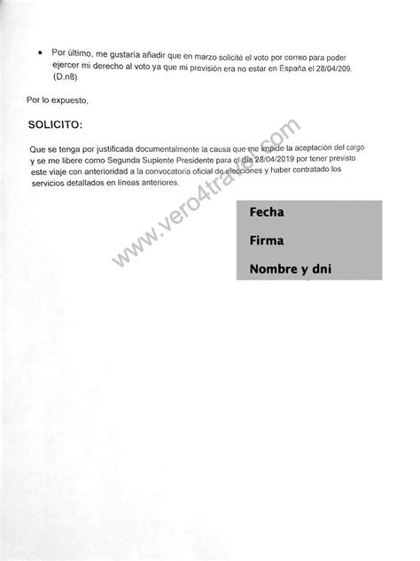Justificar Ausencia Mesa Electoral Por Viaje Modelo Alegaciones Real