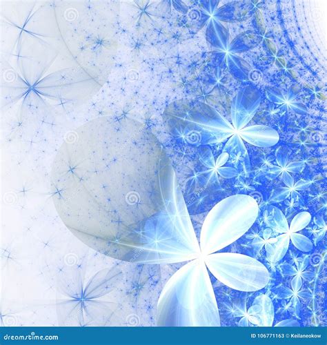 Sparkly Blue Fractal Flowers Stock Illustration Illustration Of