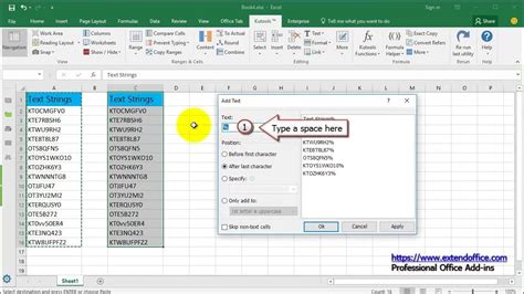 how to insert space between text and number in cells in excel youtube