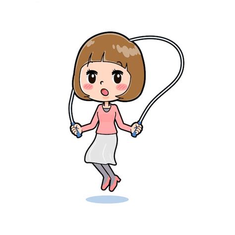 Femmes De Personnage De Dessin Animé Mignon Corde à Sauter Vecteur
