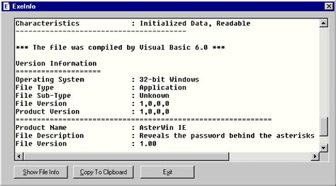 exeinfo v1 01 display general information about executable files