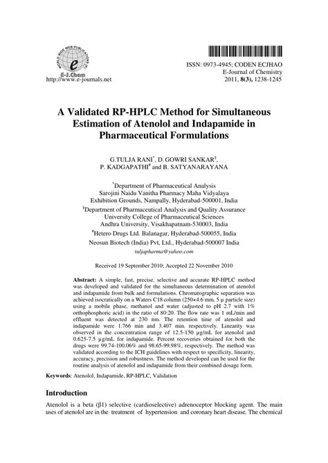 pdf a validated rp hplc method for simultaneous estimation of