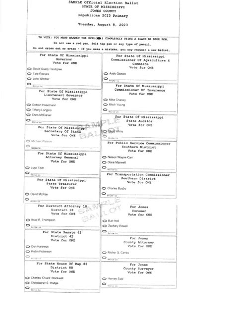 Jones County Republican Sample Ballot Pdf