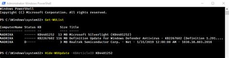 how to hide updates in windows 10 using ms tool or powershell