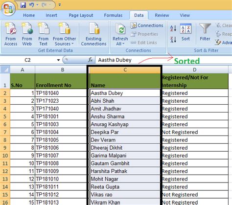 how to sort data in ms excel geeksforgeeks