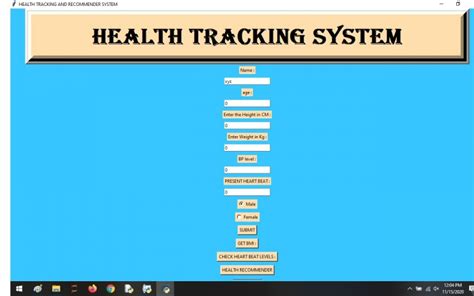 python program to health tracking and recommender system