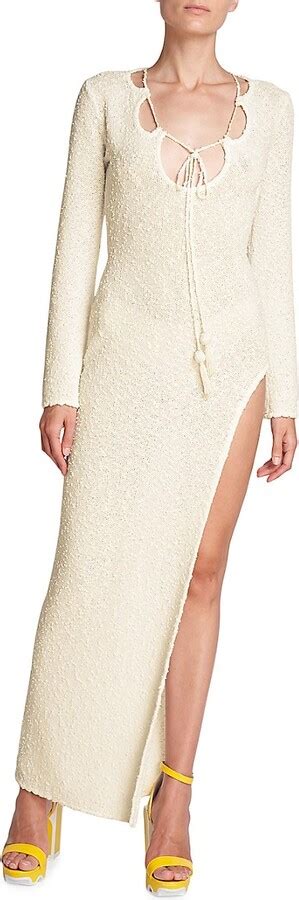 Casablanca Bouclé Cut Out Sheer Dress Shopstyle