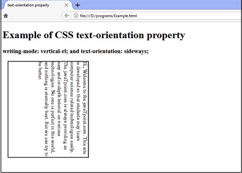 css text orientation property javatpoint