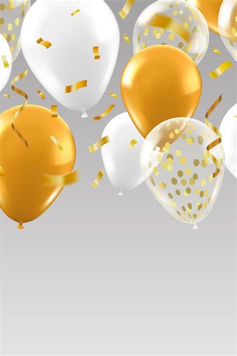 Realistic Balloons Banner Golden Glitter Balloon Birthday