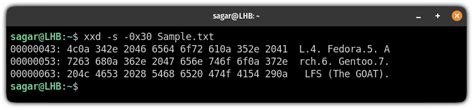 use xxd command in linux