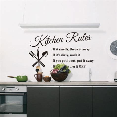 Kitchens Wall Stickers Kitchen Rules Words Characters Decal Self