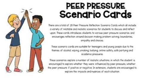 Peer Pressure Scenario Cards For Teenagers I School Counseling Lesson