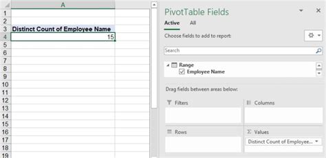 excel pivot table distinct count to count unique value