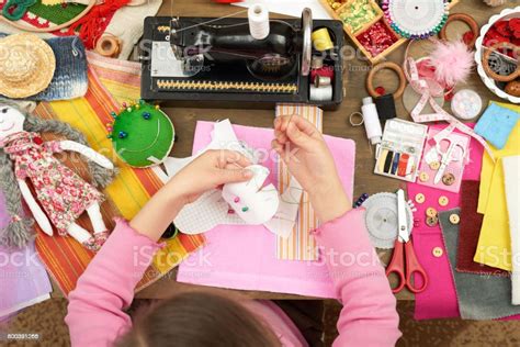Girl Makes A Dress Template Top View Sewing Accessories Top View