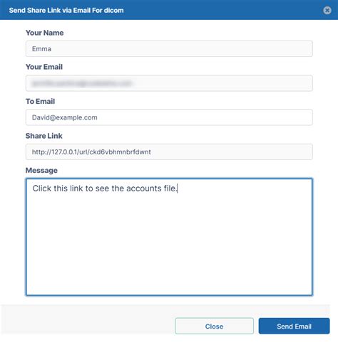 emailing a share link in drive filecloud docs server