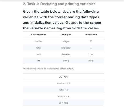 solved 2 task 1 declaring and printing variables given the