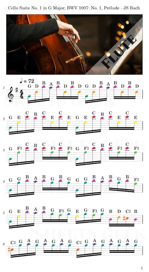 Cello Suite No 1 In G Major Bwv 1007 No 1 Prélude Js Bach Flute