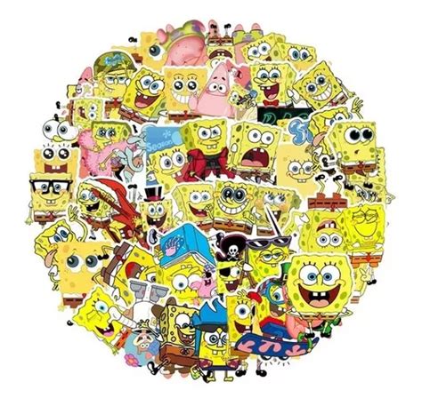 Bob Esponja 100 Calcomanias Stickers Vinil Pvc Vs Agua En Venta En