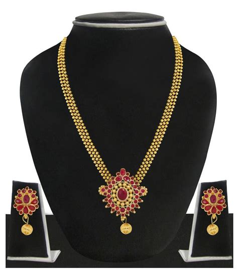 Zaveri Pearls Golden Designer Necklace Set Buy Zaveri Pearls Golden