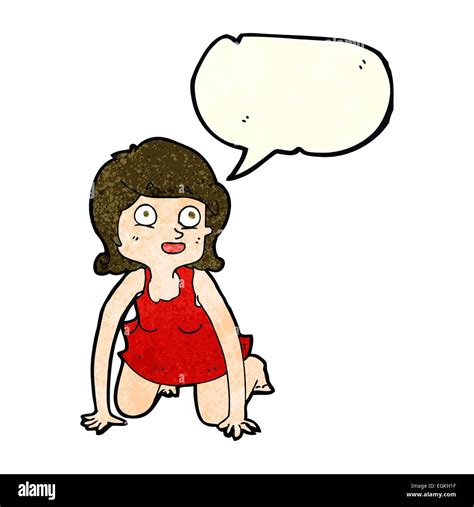 Cartoon Woman On All Fours With Speech Bubble Stock Vector Image And Art