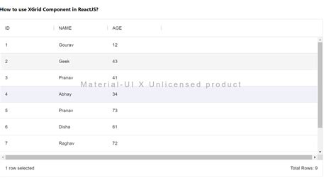 how to integrate the material ui data grid in react